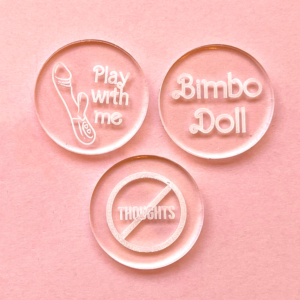 Bimbo Doll Convertible BDSM Collar Tag Insert Set – Restrained Grace