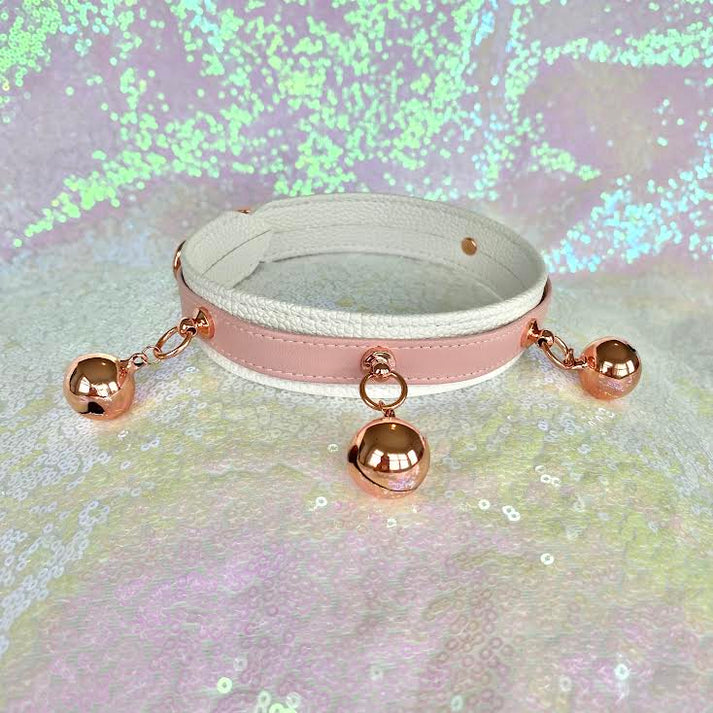 Carnation Pink and White Vegan Reindeer Collar - BDSM Collar with Jing ...