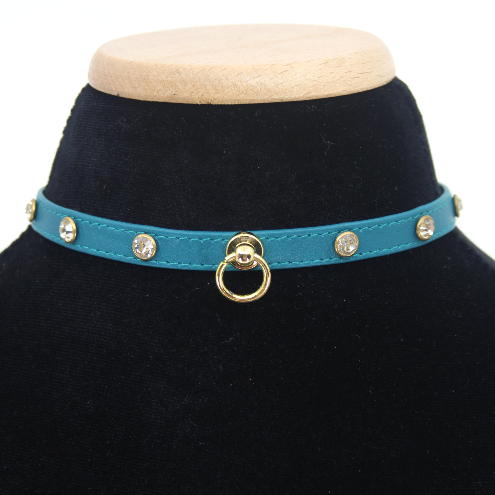 Rhinestone Mini Collar - Teal and Gold – Restrained Grace