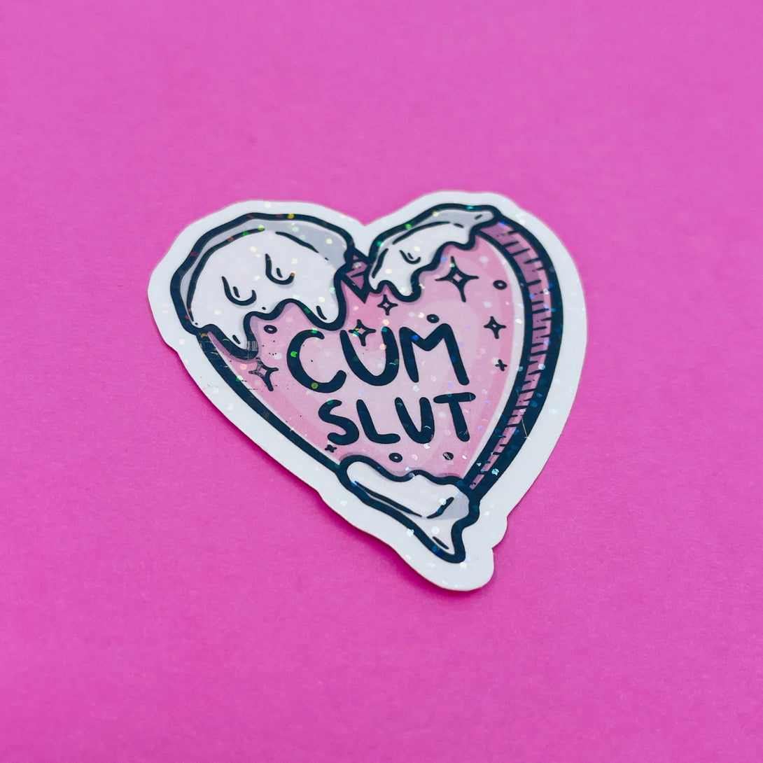 Cum Slut Sparkle Vinyl Sticker Restrained Grace